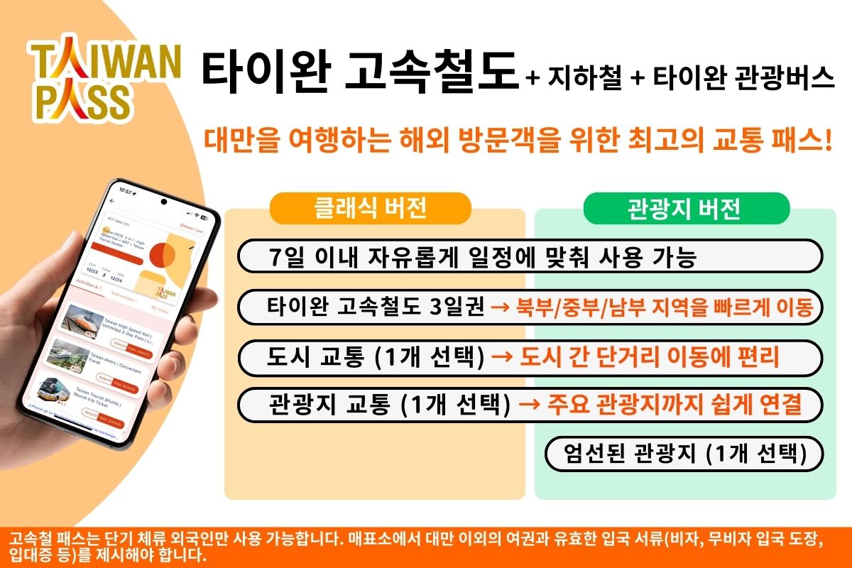 타이완 패스 - THSR 대만 고속철도 + MRT + 관광버스 (관광지 버전 선택) | NOL 인터파크투어